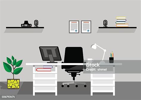 Creative Office Desktop Workspace Vector Mock Up Stock Illustration Download Image Now
