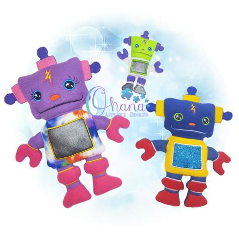 Robot Stuffie Embroidery Design Ohana Applique Designs Robot Stuffie Embroidery Design Ohana Applique Designs