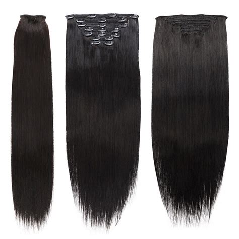 Clip In 】120g 8 Sets Clip In Human Hair Extensions Natural Color Full