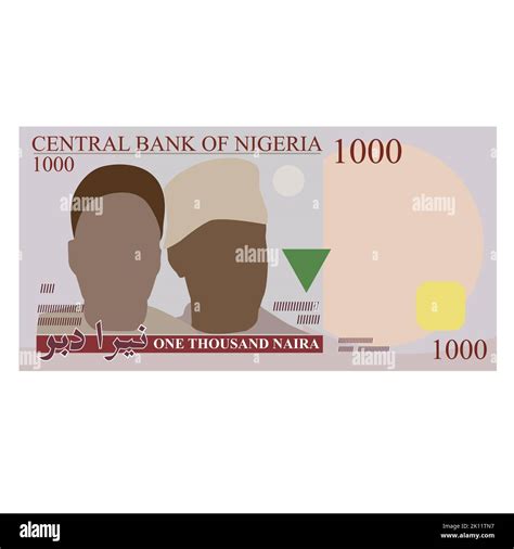 Vector Illustration Of 1000 Nigerian Naira Note Flat Naira Currency Isolated On White