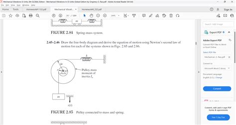 Solved 2 45 2 46 Draw The Free Body Diagram And Derive The