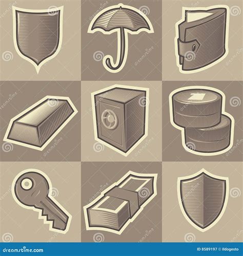 Monochrome Security Icons Stock Vector Illustration Of Button 8589197