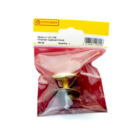 Centurion Victorian Cupboard Knobs Polished Brass 38mm Dia