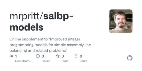 Github Mrpritt Salbp Models Online Supplement To Improved Integer Programming Models For