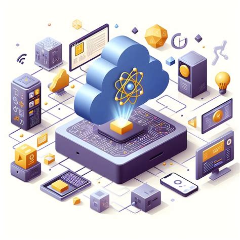 3d flat vector as cloud computing with quantum computing integration