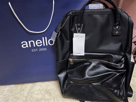 Original Anello Kuchigane Backpack New Premium Black Leather Womens