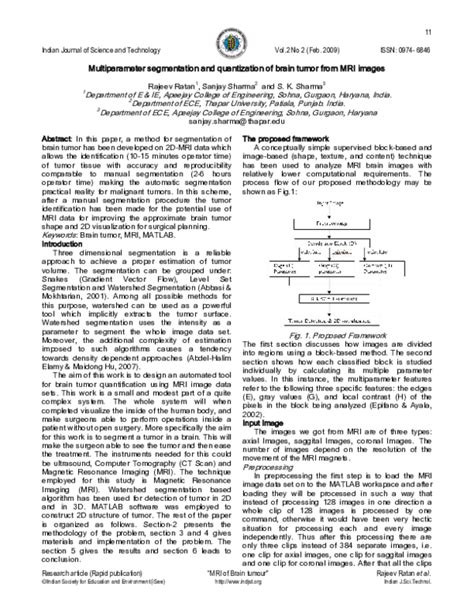 Pdf Multiparameter Segmentation And Quantization Of Brain Tumor From Mri Images