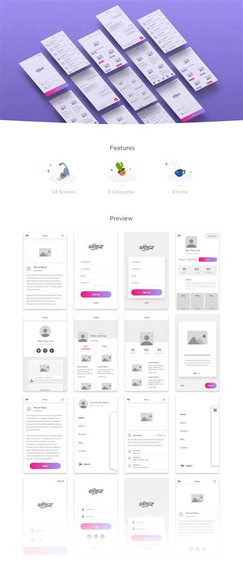 Wirez Free App Wireframe GUI Kit Sketch Bypeople