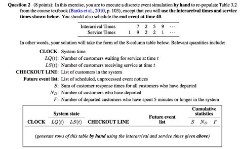 in this exercise you are to execute a discrete event
