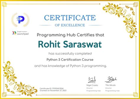 Yippe Got My Python Certificate Rohit Saraswat