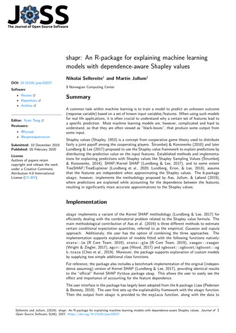PDF Shapr An R Package For Explaining Machine Learning Models With Dependence Aware Shapley