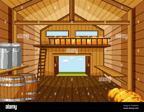 Scene Inside The Barn Illustration Stock Vector Image And Art Alamy