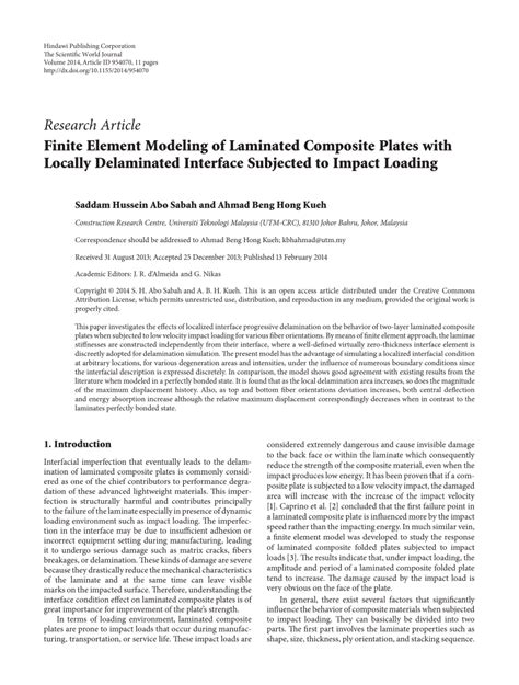 Pdf Finite Element Modeling Of Laminated Composite Plates With Locally Delaminated Interface