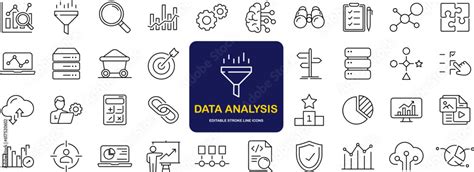 Data Analysis Set Of Web Icons In Line Style Data Analytics Icons For Web And Mobile App