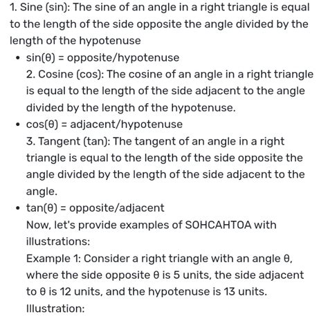 Solved 1 Sine Sin The Sine Of An Angle In A Right Triangle Is