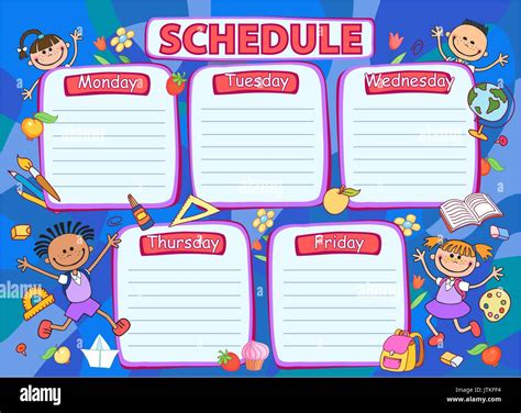 Schule Zeitplan Zeitplan Bunte Vektor Illustration Stock Vektorgrafik Alamy