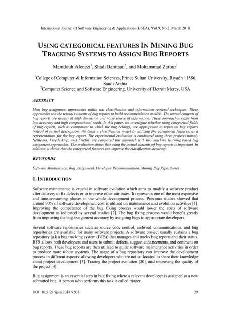 using categorical features in mining bug tracking systems to assign bug reports pdf
