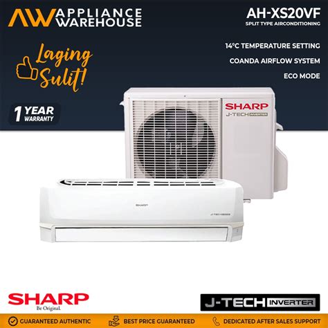 Sharp Ah Xs20vf 2 0 Hp Aircon Split Type J Tech Inverter Air Conditioner Shopee Philippines
