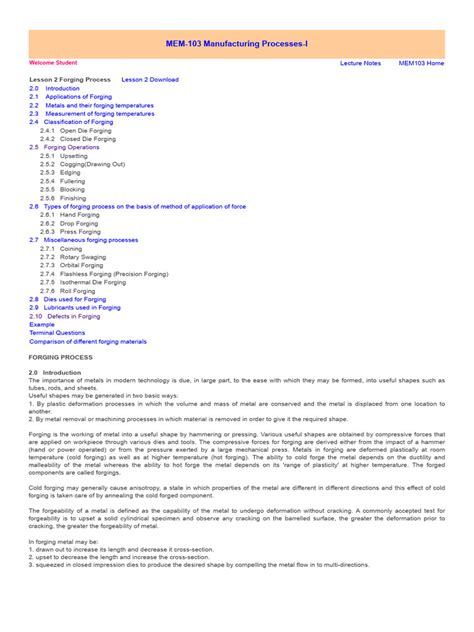 Forging Manufacturing Process 2 Pdf Forging Building Engineering
