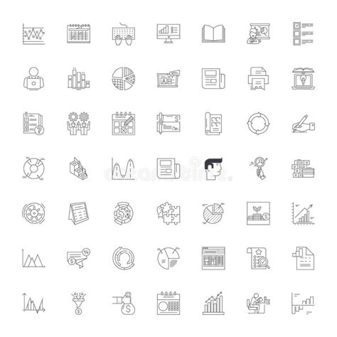 Analytical Thinking Linear Icons Signs Symbols Vector Line