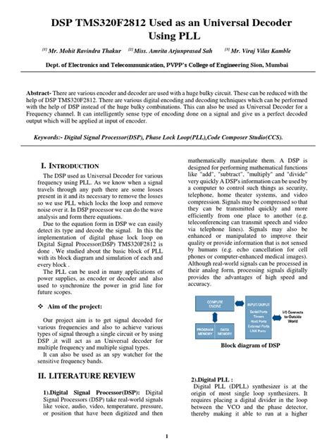 universal decoder using dsp tms320f2812 pdf science and mathematics