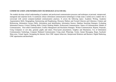 Communication And Information Technology Module Synopsisdocx
