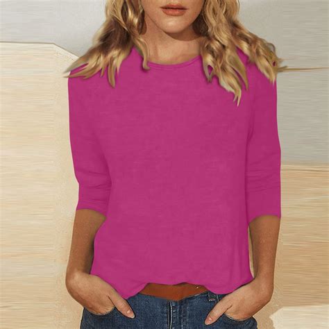 Uocefik Plus Size 34 Sleeve Tops For Women Summer Casual Crewneck