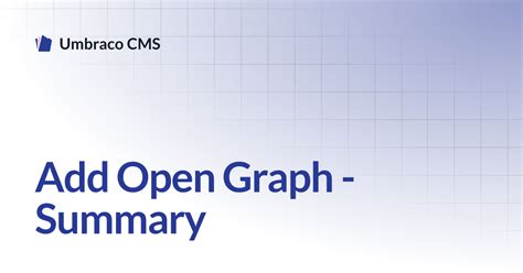 Add Open Graph Summary Umbraco Cms