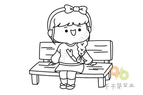 坐的小女孩儿童画 儿童画图片大全
