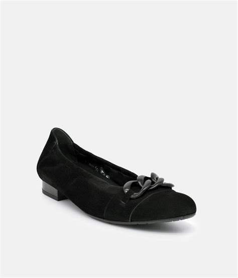 Plus Size Footwear Semler Luxurious Black Suede Low Heel Slip On Shoes Cinderella Shoes