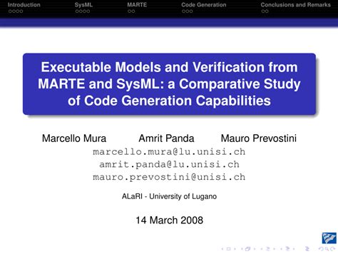 Pdf “executable Models And Verification From Marte And Sysml A