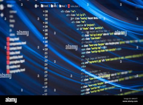 Html And Css Code Developing Screenshot With Light Effects Stock Photo Alamy