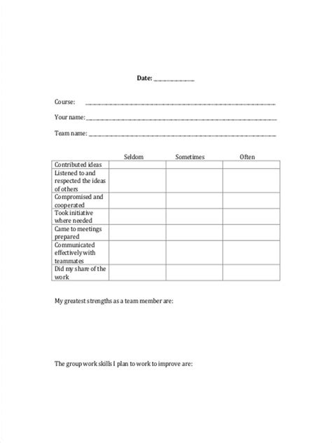 Team Evaluation Template