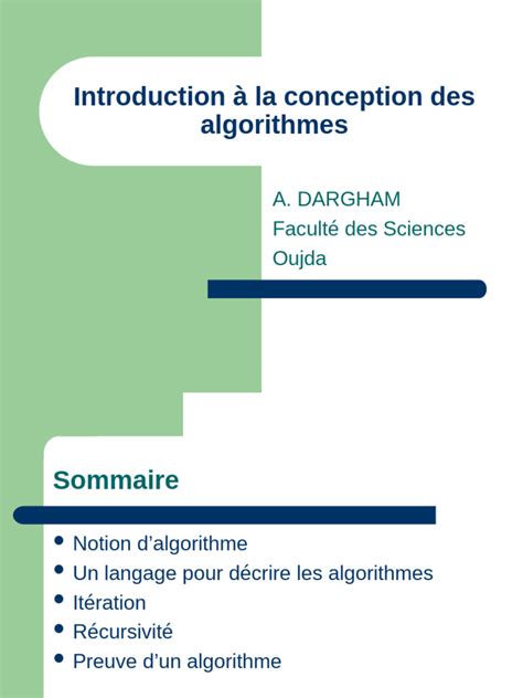 1 Introduction à La Conception Des Algorithmes Pdf Entier Naturel Itération