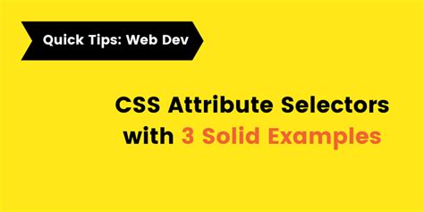 Css Selectors By Attribute With 3 Examples Dev Community