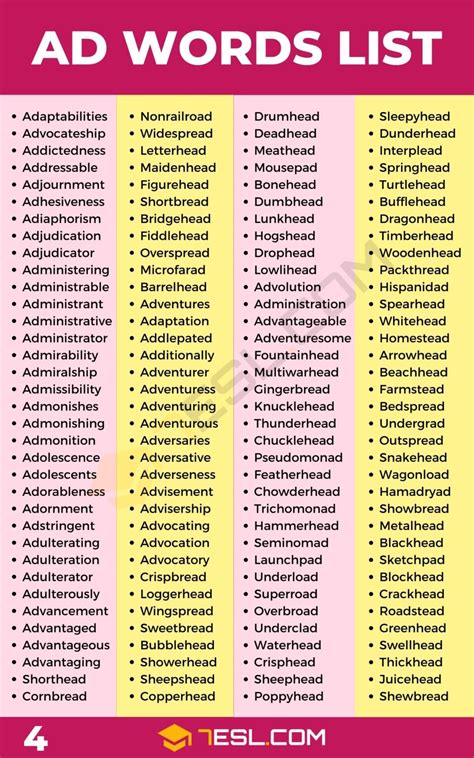 AD Words Words In English ESL