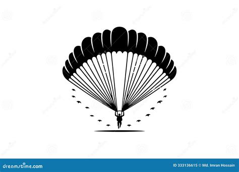 Skydiver Flying With Parachute Silhouette Vector Art Illustration