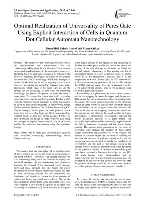 Optimal Realization Of Universality Of Peres Gate Using Explicit Interaction Of Cells In Quantum