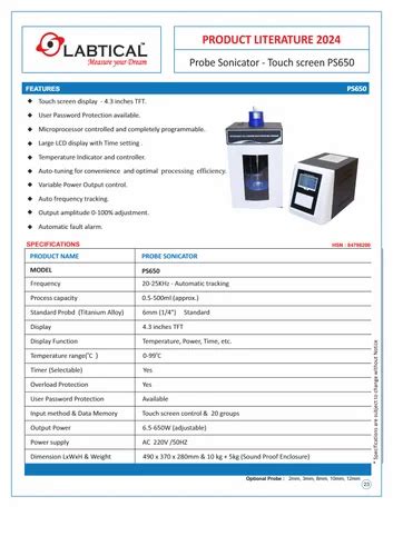 LABTICAL PS650 Probe Sonicator At 180000 Piece Probe Sonicator In Bengaluru ID