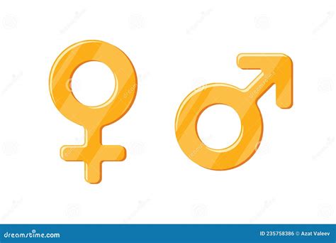 Heterosexual Gender Symbols Mars And Venus Gold Icons Male And Female Vector Golden Signs