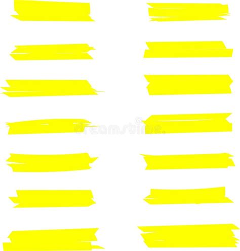 Highlighter Line Yellow Marker Strokes Lines Vector Yellow Watercolor