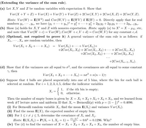 Extending The Variance Of The Sum Rule A Let X Y