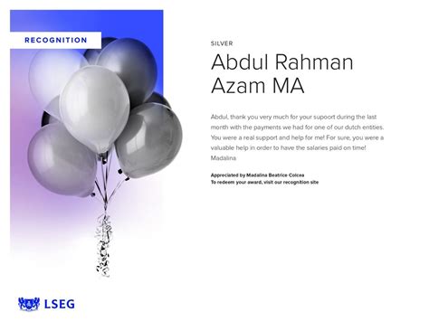 Abdul Rahman Azam Cgma On Linkedin Lseg Values Recognitionawards Excellence Integrity