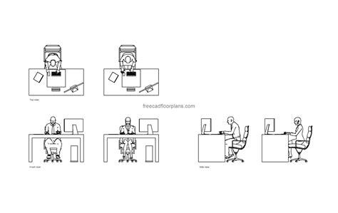 Person Sitting At Desk Autocad Block Free Cad Floor Plans