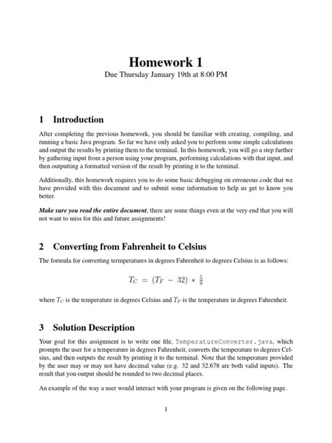 Homework 1 Temperatures Pdf Fahrenheit Java Programming Language