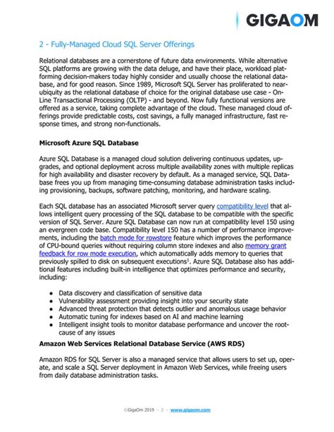 Sql In The Cloud Performance Benchmarks Pdf Databases Computer