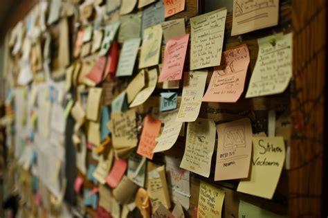 A Wall Completely Covered With A Multitude Of Colorful Sticky Notes