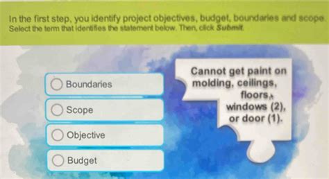 Solved In The First Step You Identify Project Objectives Budget