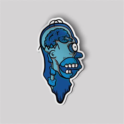 Homer Simpson X Ray Brain Sticker Creepy Cartoon Skull Decal Blue