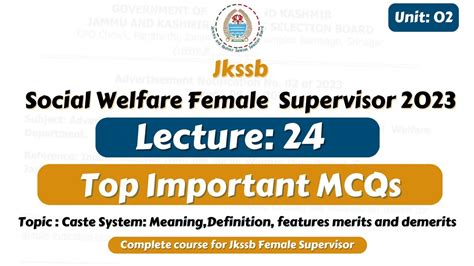 caste system mcq with explanation for female supervisor exam by satish sir jkssb online